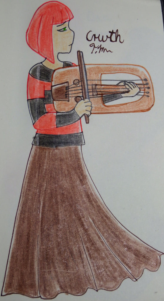 Anime Girl Playing the Crwth Music Instrument By Teresita Blanco